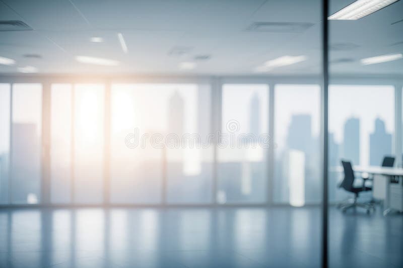Abstract Blurred Office Interior Room. Blurred Empty Open Space Office ...
