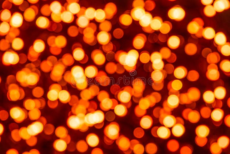 Abstract Blurred Orange Lights. Yellow Defocused Confetti on a Dark ...