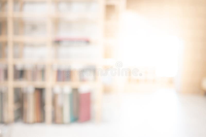 Abstract Blurred Public Library Interior. Blurry Room Perspective with ...