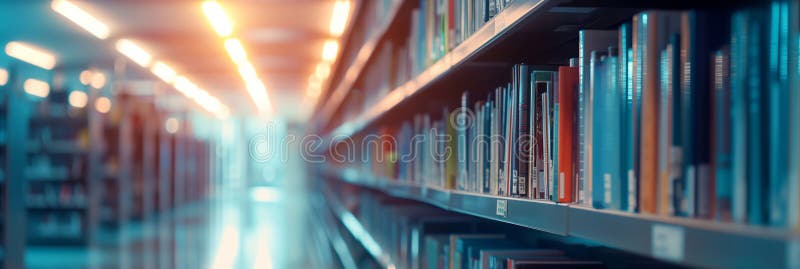 Abstract Blurred Public Library Interior Space. Blurry Room with ...