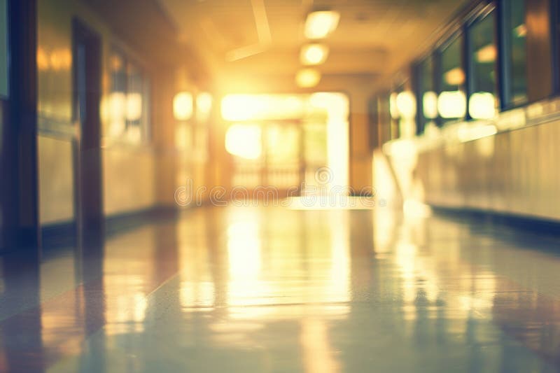 Abstract Blurred School Background, Focused on Classroom and Learning ...