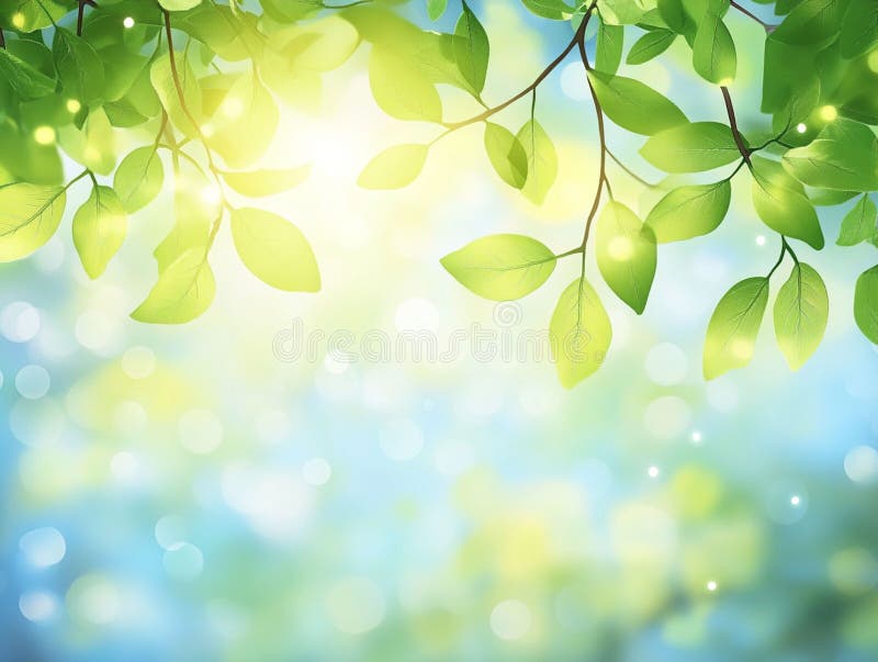 Abstract Blurred Spring Background with Green Branches Stock ...