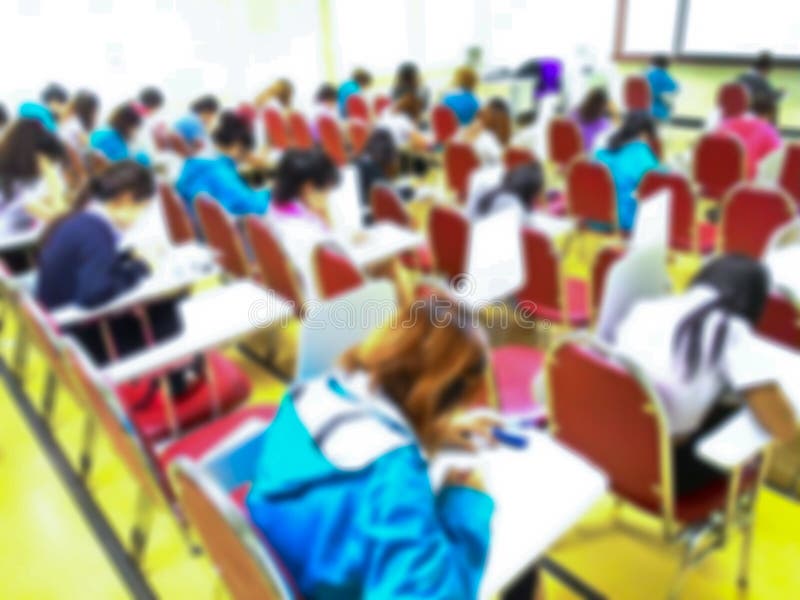 Abstract Blurred Students Doing Examination in Study Room Stock Image ...