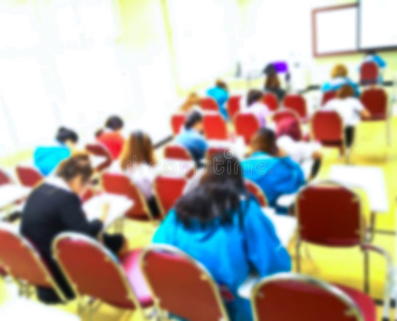 Abstract Blurred Students Doing Examination in Study Room Stock Image ...