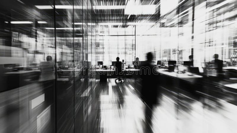 Abstract Blurred View of a Contemporary Office with Employees Working ...