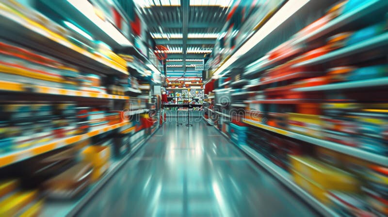 Abstract Blurred View Modern Hardware Store Interior Background Stock ...