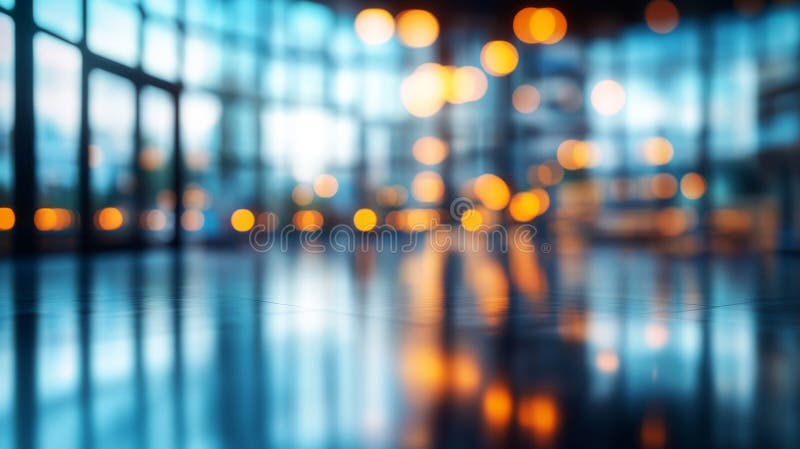 Abstract Blurred View of a Modern Office Interior with Bokeh Lights ...