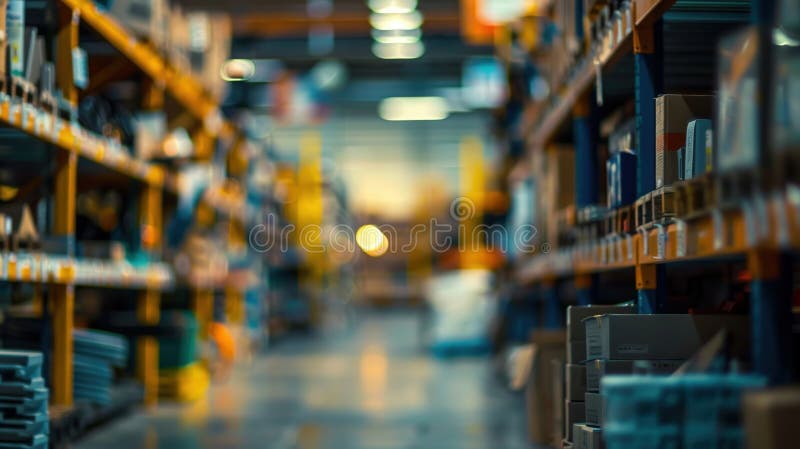 Abstract Blurry Aisle Inside Hardware Supply and Construction Store ...