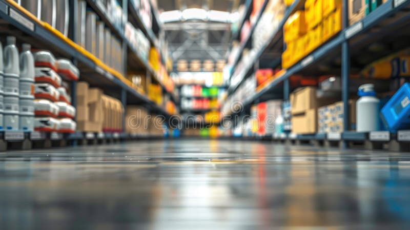 Abstract Blurry Aisle Inside Hardware Supply and Construction Store ...