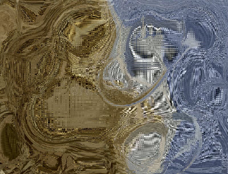 Abstract Blurry Digital Design in Gold and Blue Color Stock ...