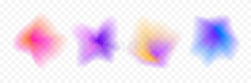 Abstract Blurry Gradient Splash Shape Set. Amorphous Colored Liquid ...