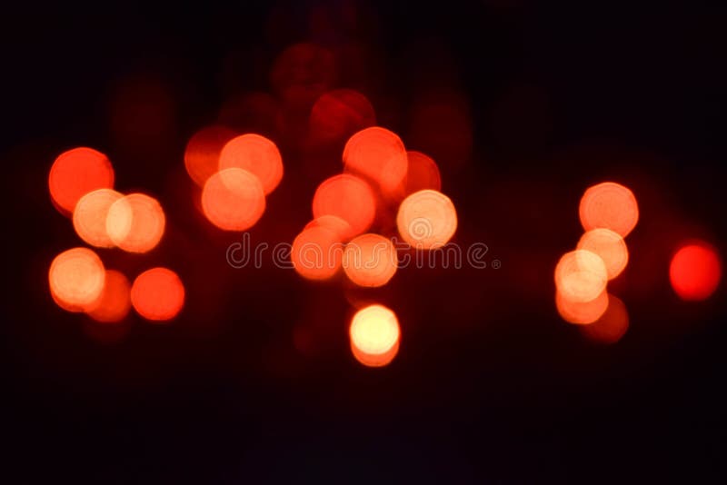 Abstract Blurry Small Red Light and Dots Glowing in the Dark Night ...