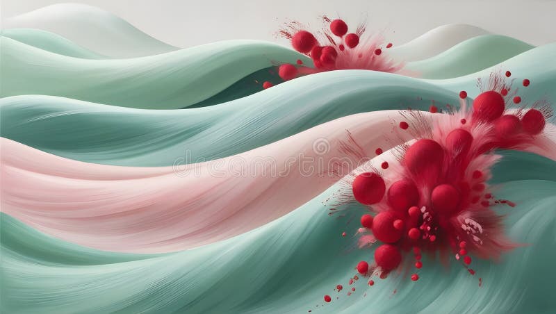 Abstract Blush Waves with Red Dot Clusters Stock Illustration ...