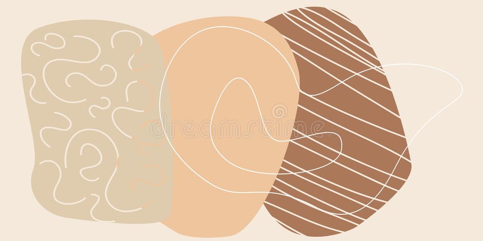 Abstract Boho Illustration of Neutral Colors with Fluid and Curved ...