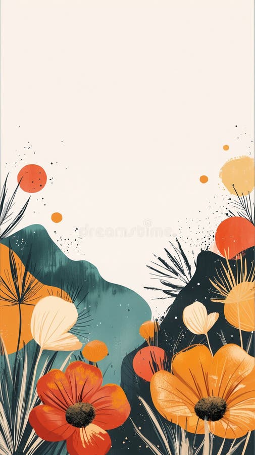 Boho-inspired Background with Earthy Tones of Orange, Green, and Beige ...