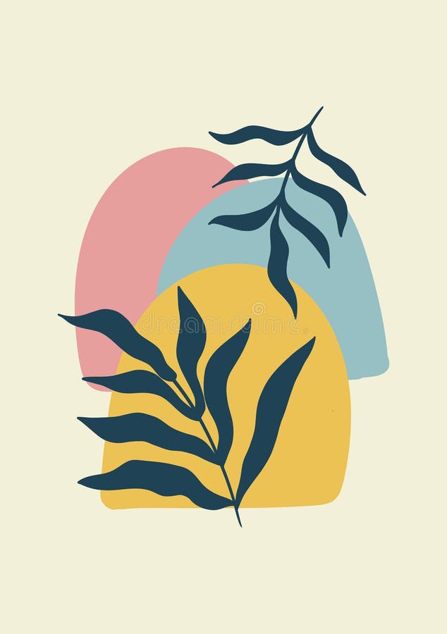 Abstract Boho Leaf and Plant Shapes. Boho Style Abstract Background Stock Illustration ...