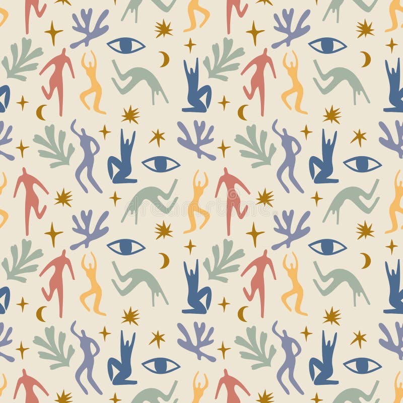 Abstract Boho Plants Seamless Pattern Neutral Design Stock Vector ...