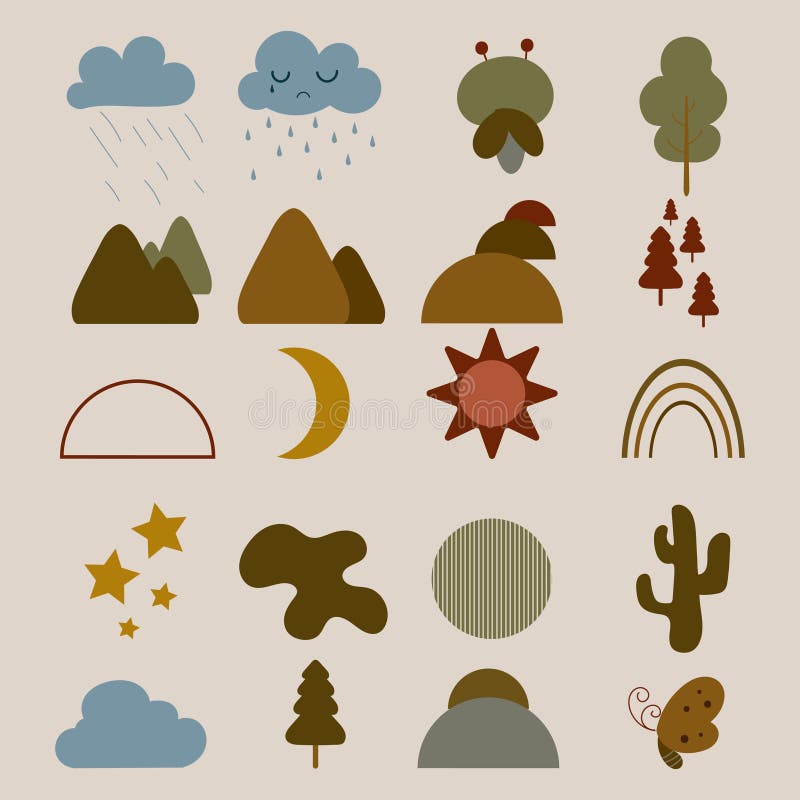 Abstract Boho Shapes with Earth Tone Color Stock Vector - Illustration ...