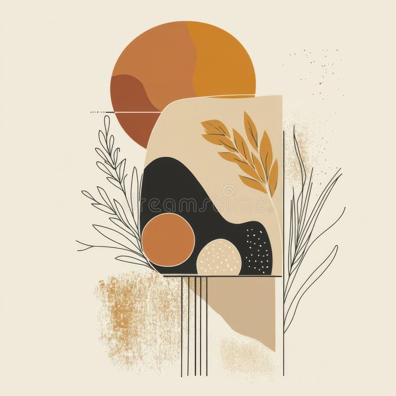 Abstract Boho Wall Art Print with Neutral Colors and Organic Shapes ...