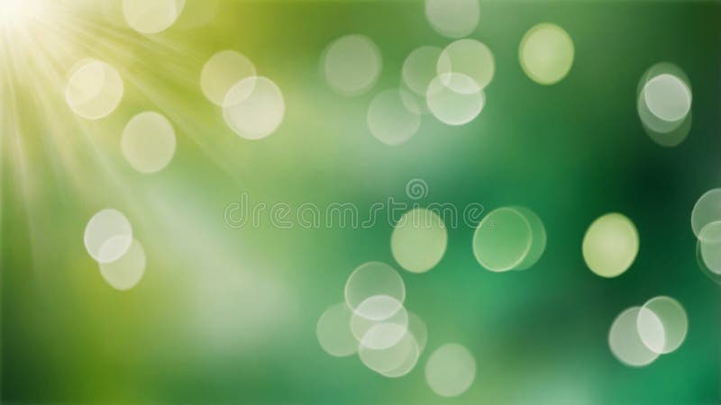 Abstract Bokeh Light Effects on Green Shaded Background with Bright Sun ...