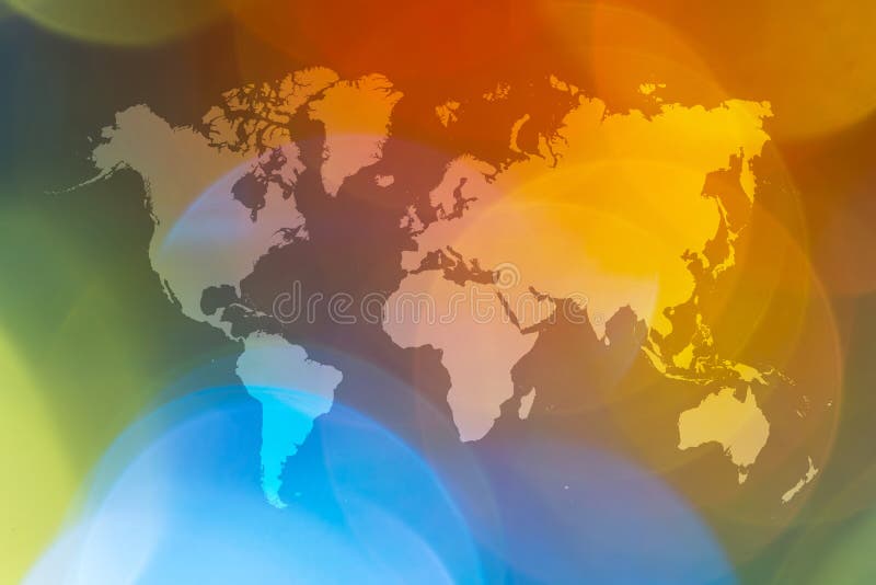 Abstract Bokeh of Light with World Map Stock Image - Image of christmas ...