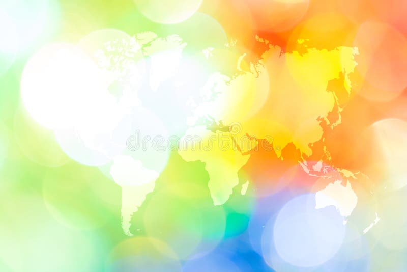 Abstract Bokeh of Light with World Map Stock Photo - Image of blink ...