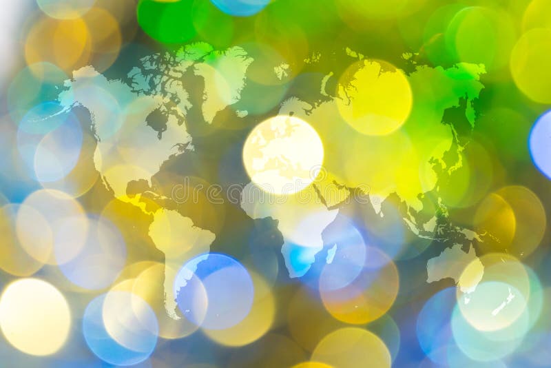 Abstract Bokeh of Light with World Map Stock Image - Image of ...