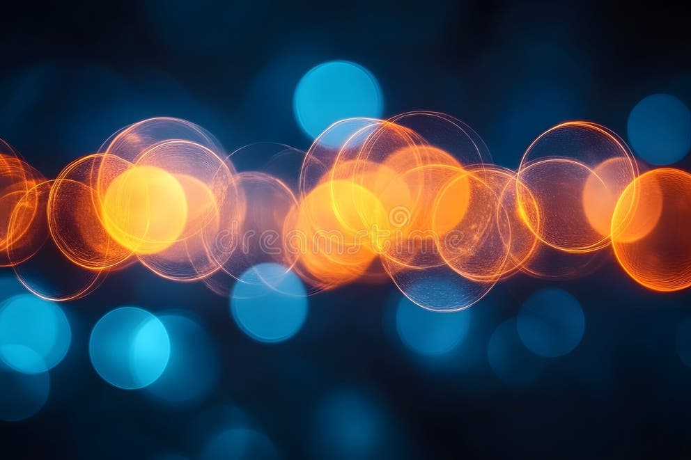 Abstract Vibrant Bokeh Lights in Blue and Orange for Modern Digital Art ...