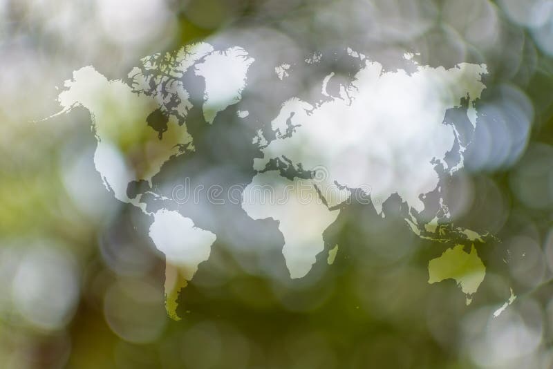 Abstract Bokeh Nature with World Map Stock Photo - Image of organic ...