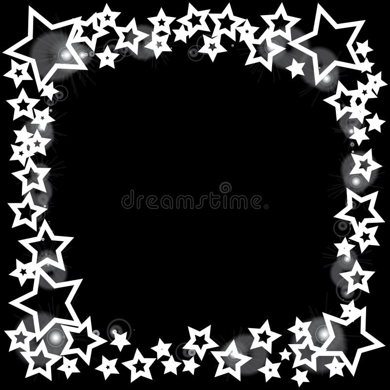 Abstract Bokeh White Star on Black Background Stock Illustration ...