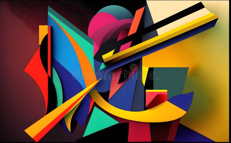 Abstract Bold Lines and Shapes in Vibrant Colors, Generative AI Stock ...