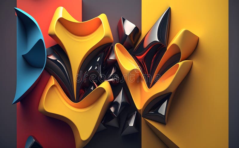 Abstract Bold Shapes and Contrasting Textures, Generative AI Stock ...