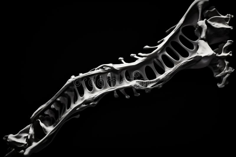 Abstract Bones Spine on Black Background Stock Illustration ...