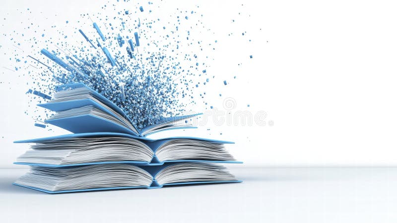 Abstract Book Explosion Digital Particles and Knowledge Burst Stock ...