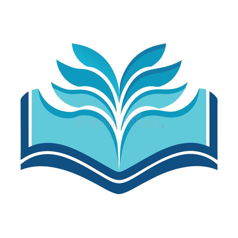 Abstract Book Logo Design: Open Book with Flowing Pages in Blue Tones ...
