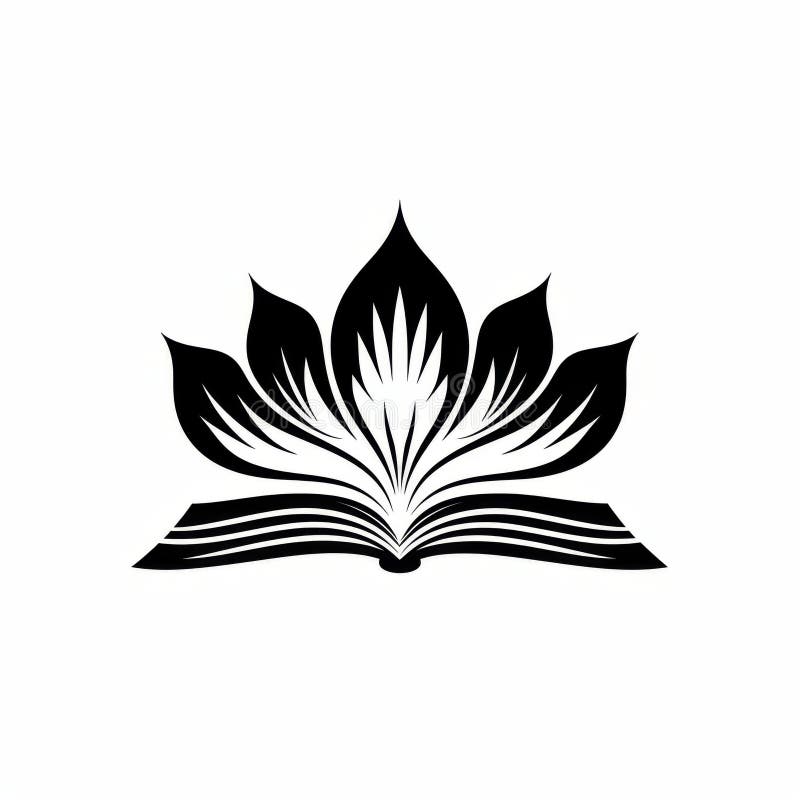 Abstract Book and Lotus Flower Symbolizing Knowledge and Growth in ...