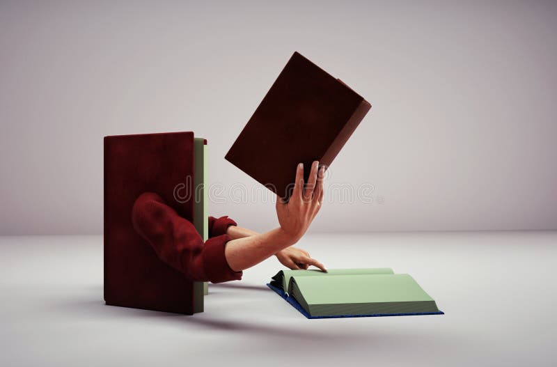 Abstract Book Reading Another Book . Research and Self Improvement ...