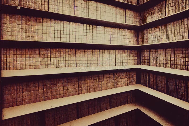 Abstract Book Shelves in Old Library As Information Concept Digital ...
