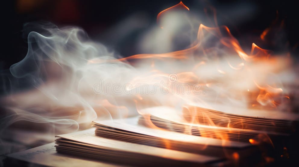 Abstract of Books Burning in an Explosive and Dramatic Burst of ...