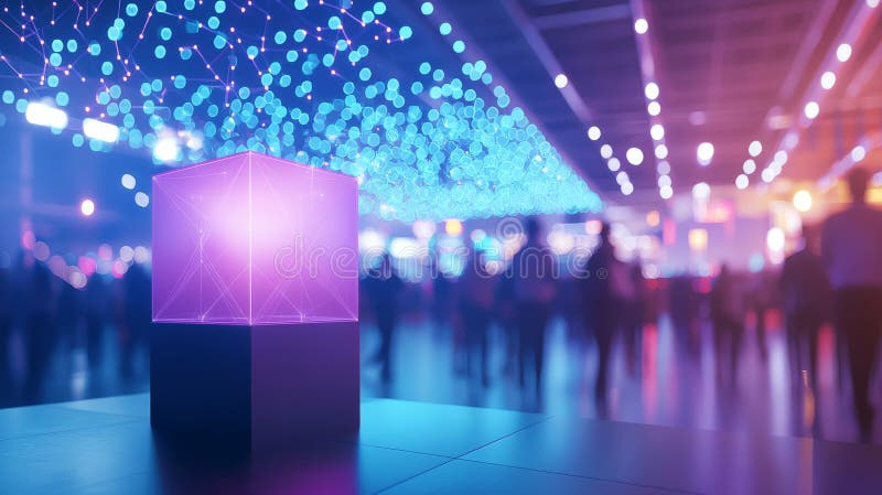 Abstract Booths with Blurred Crowds of Business People Stock Photo ...
