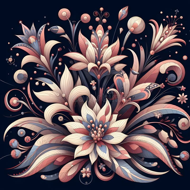 Abstract Botanical Arrangeme Stock Illustration - Illustration of ...