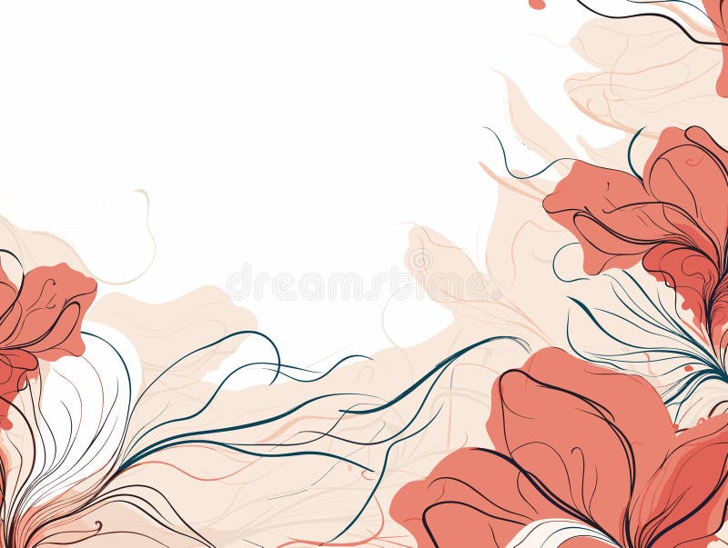 Abstract Botanical Art Background Vector in Hand-drawn Style Stock ...