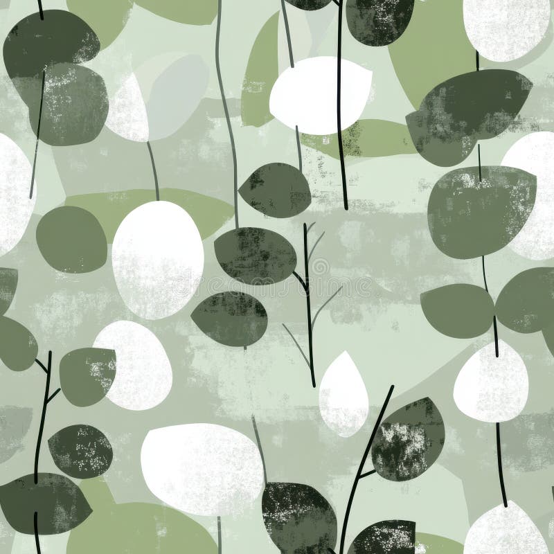 Abstract Botanical Featuring Green Leaves and Organic Shapes. Stock ...