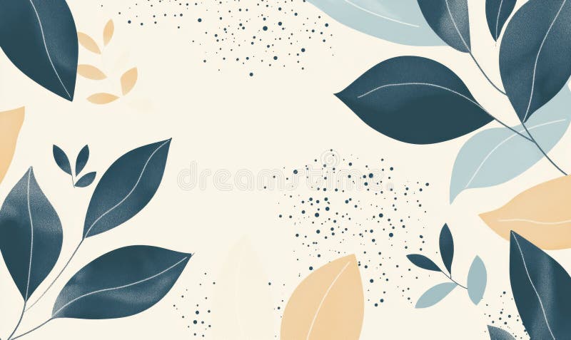 Abstract Botanical Illustration Featuring Leaves and Soft Colors with ...
