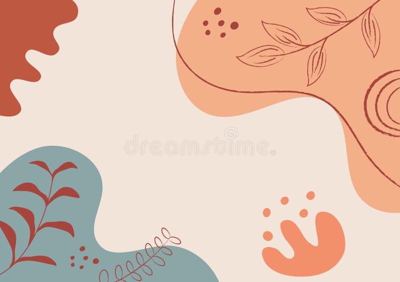 Abstract Botanical Organic Shapes and Leaves Background Vector Calming ...