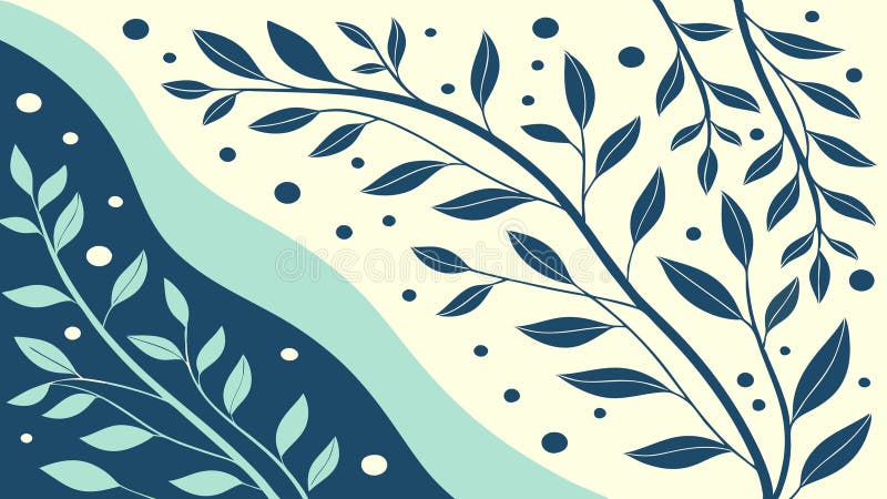 Abstract Botanical Pattern with Blue Leaves, Vector Design Generative ...