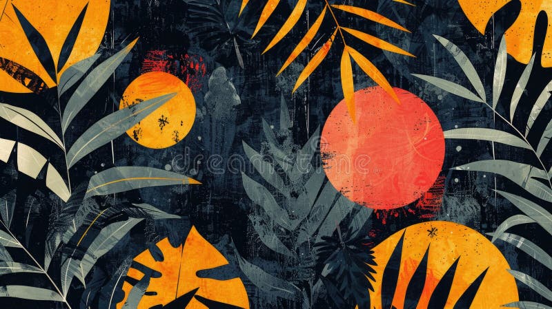 Abstract Botanical Patterns Blending Organic Shapes with Geometric ...