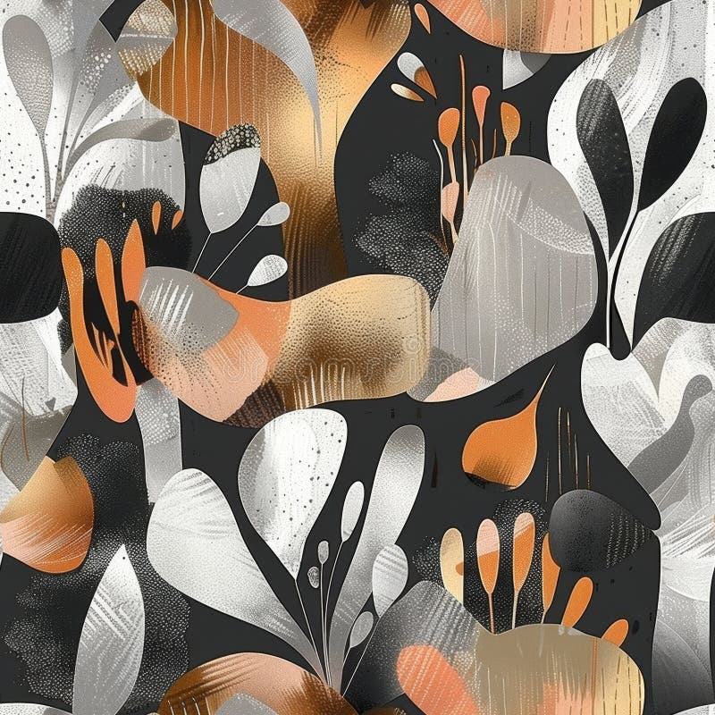 Abstract Botanical Patterns in Earthy Tones Stock Photo - Image of ...