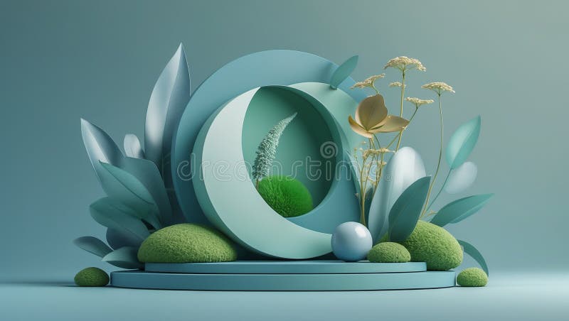 Abstract Botanical Sculpture with Circular Design Elements Stock ...