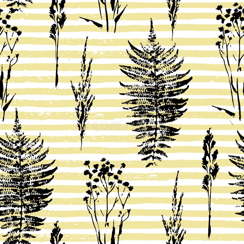 Abstract Botanical Seamless Pattern. Vector Herbal Background. Stock ...
